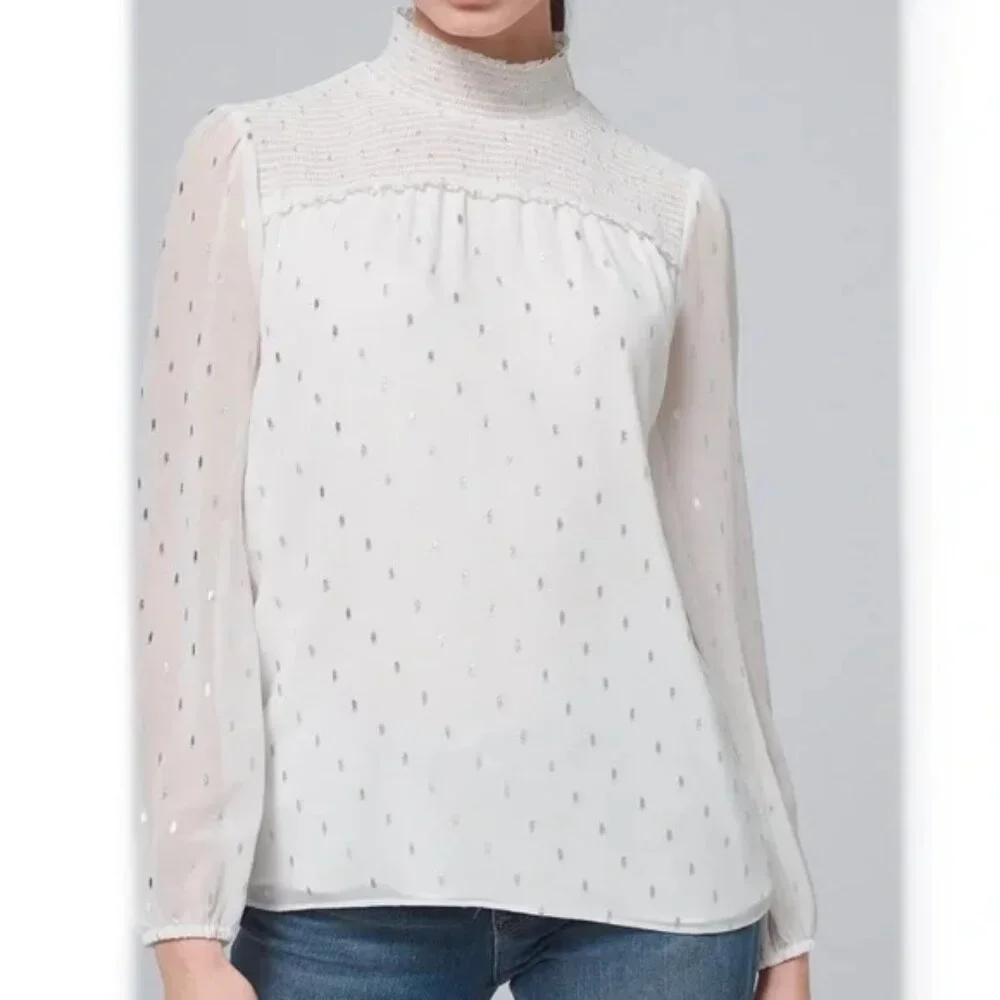 White House Black Market | Tops | White House Black Market White Silver ...